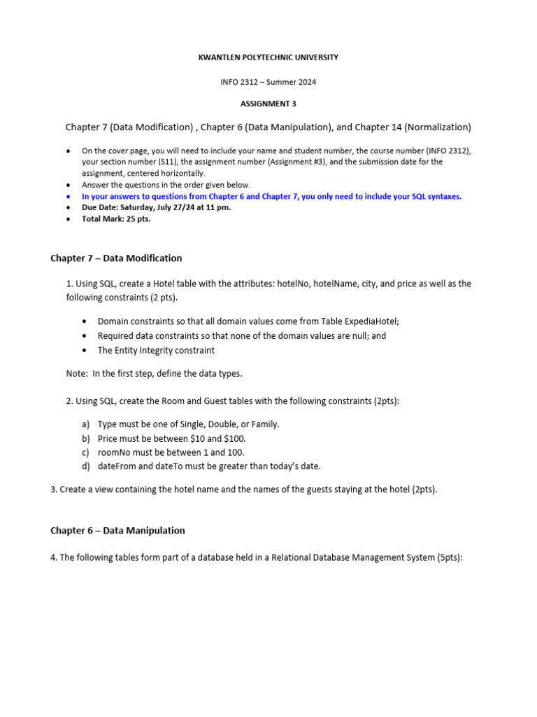 Assignment_1907719e62f0122a894e5e20d3e25a0a | PDF | Relational Model | Relational Database