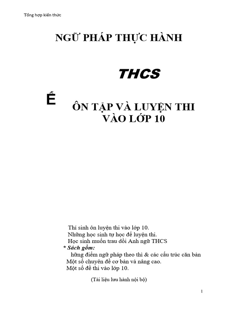 NGỮ PHÁP THỰC HÀNH TIẾNG ANH THCS | PDF
