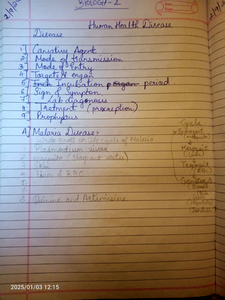 Biology-Ch Human Health and Disease Notes in Short | PDF