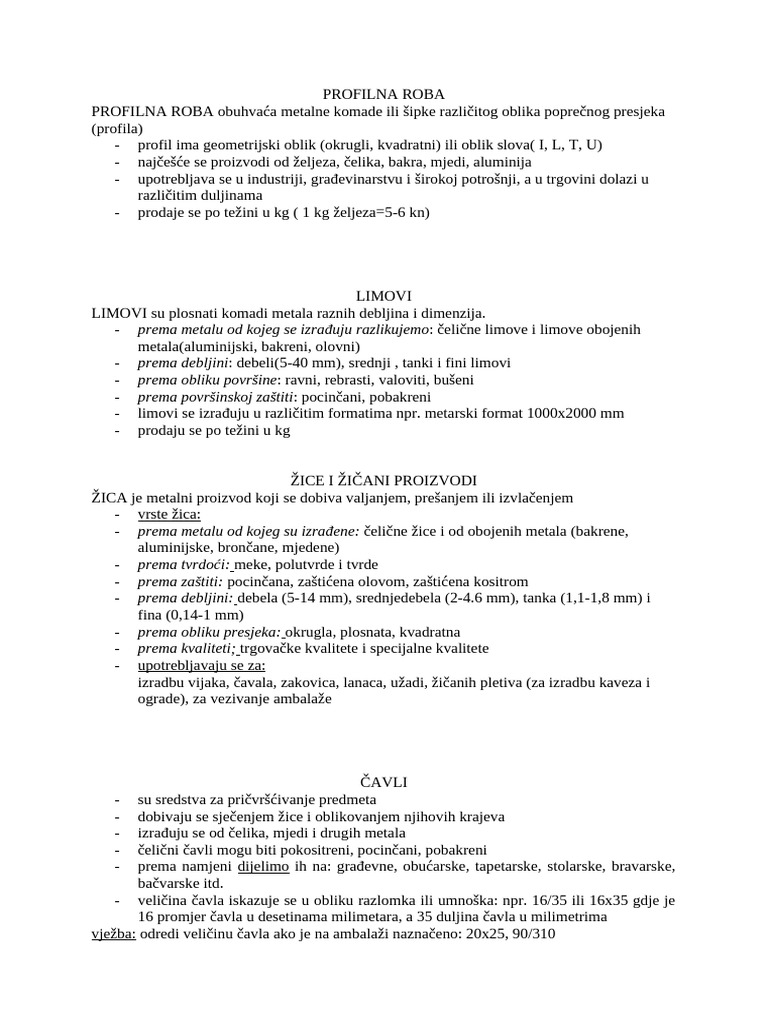 Metalna Roba - Predavanja | PDF