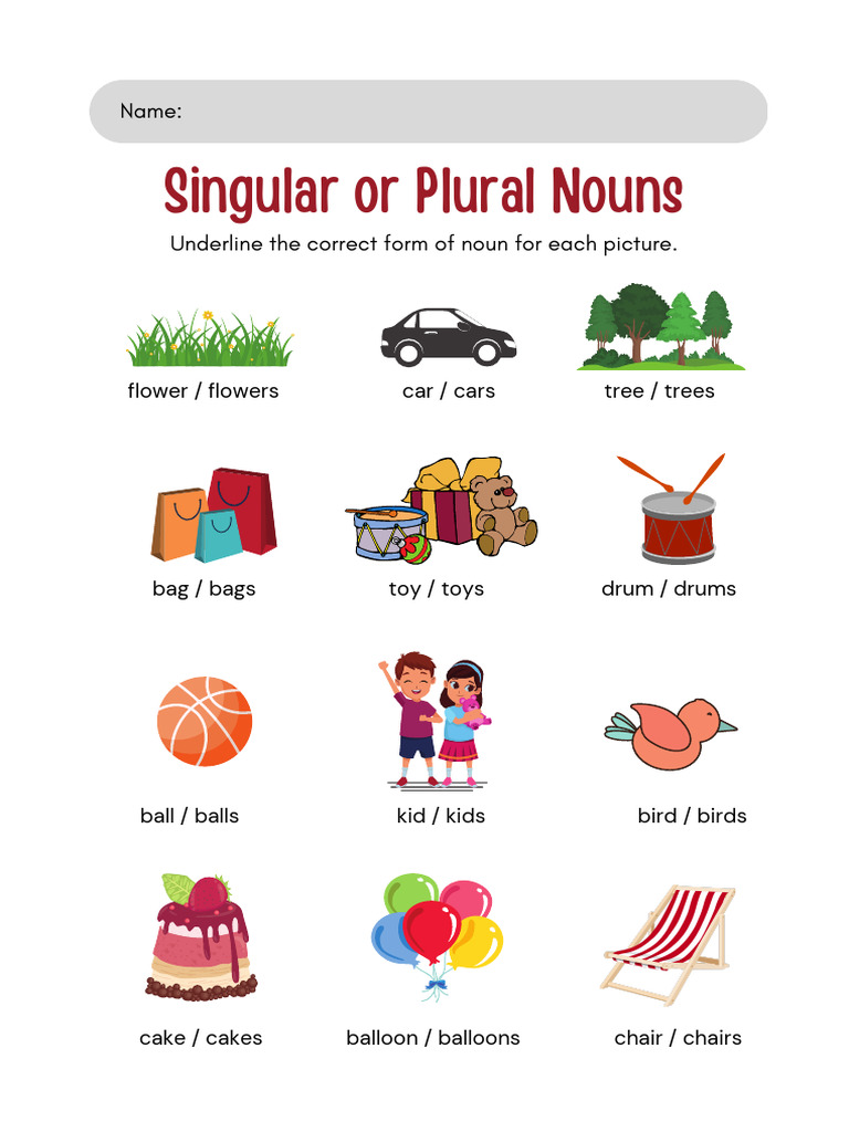 Singular vs Plural Nouns Exercise | PDF
