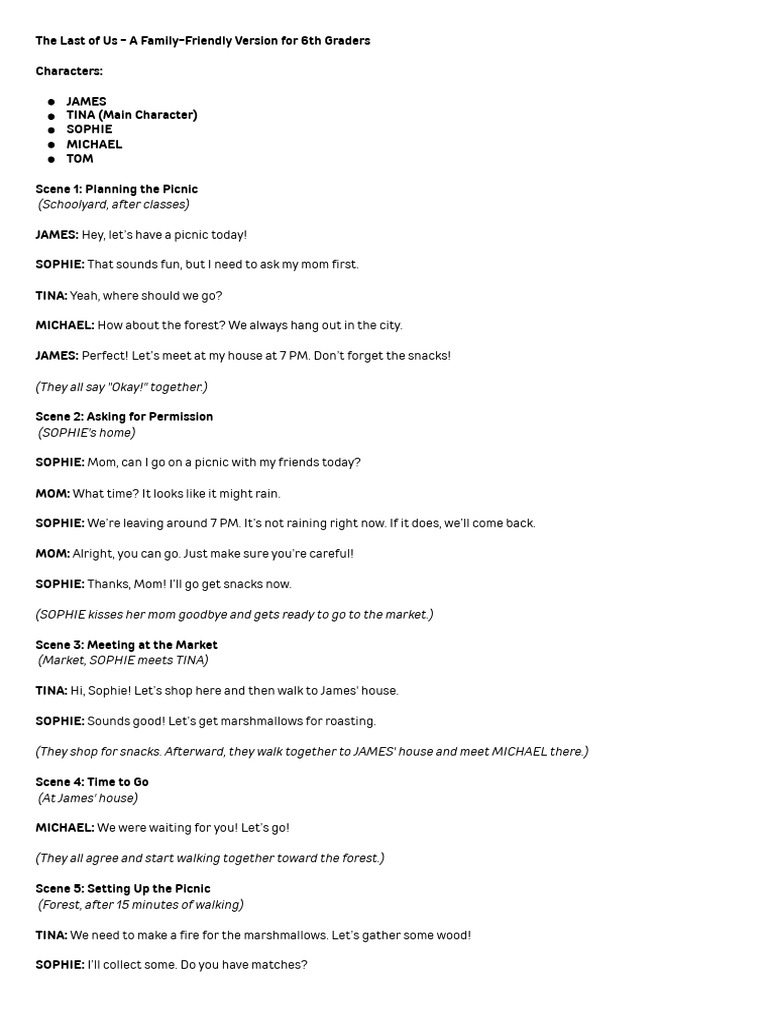 Family-Friendly "The Last of Us" Script | PDF