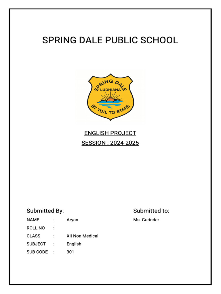 English Project Front Page | PDF