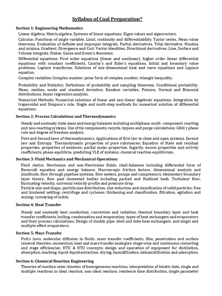 Coal India LTD Syllabus | PDF | Fluid Dynamics | Equations