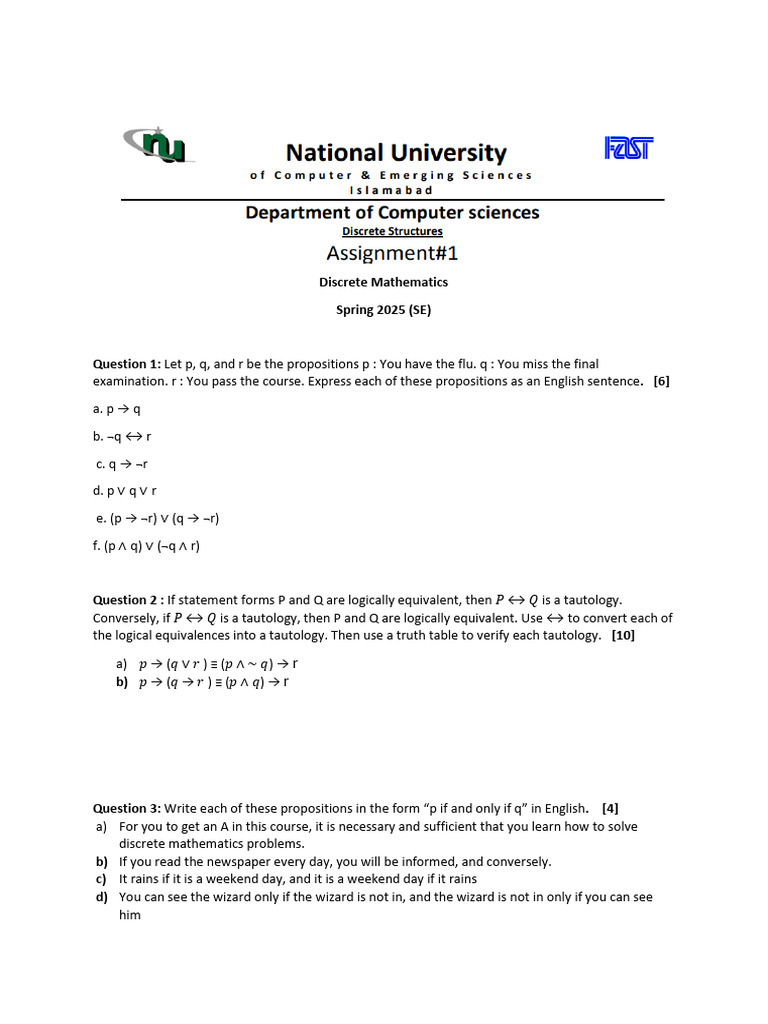 Practice For Discrete Mathematics | PDF | If And Only If | Syntax (Logic)