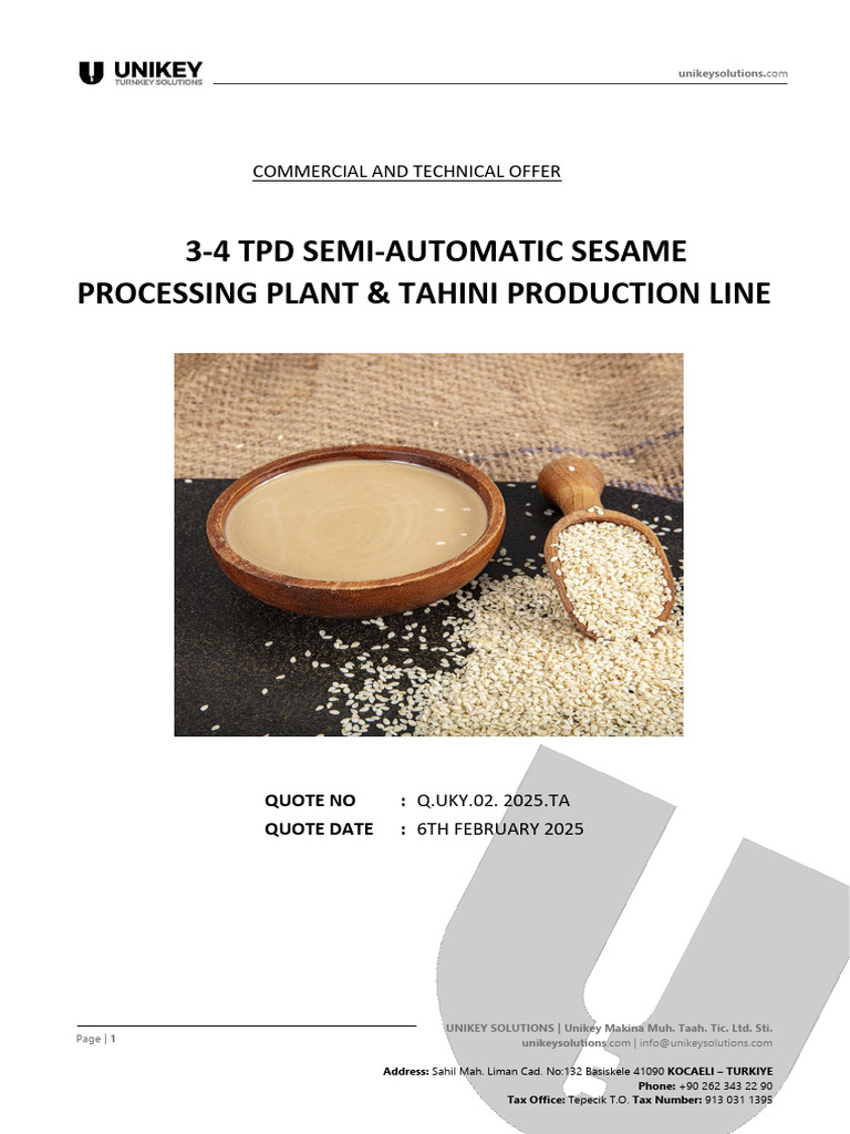 Unikeysolutions 3 4 TPD Semi Automatic Sesame Processing Plant & | PDF ...