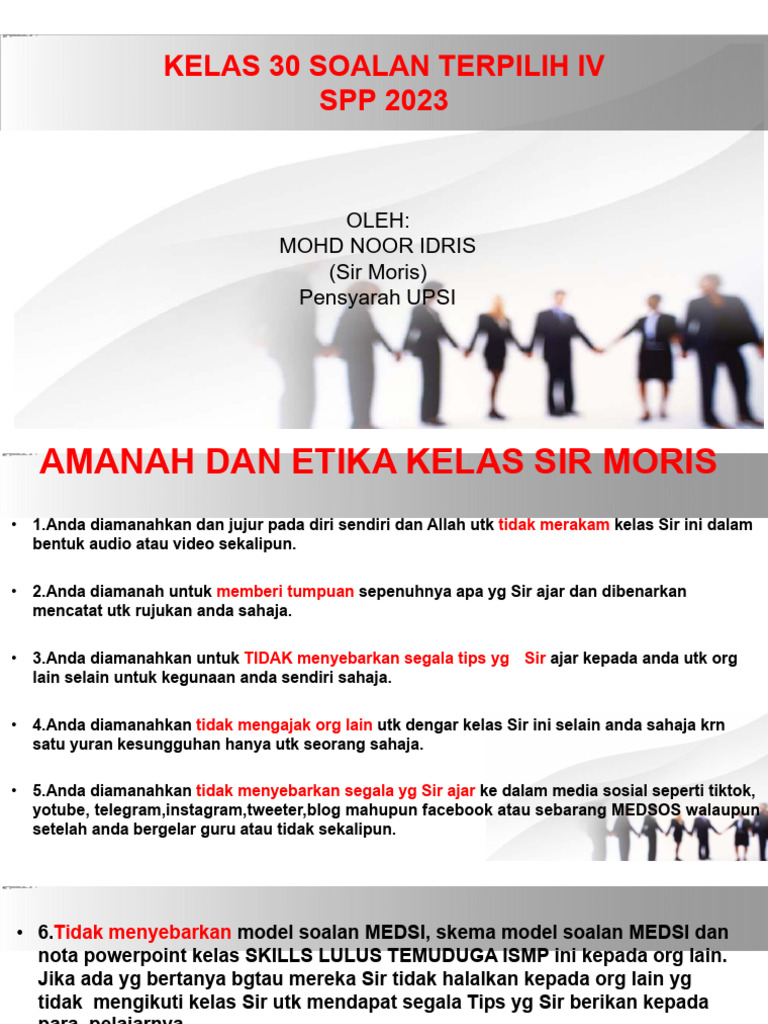 KELAS 30 SOALAN TERPILIH IV SPP Terkini | PDF