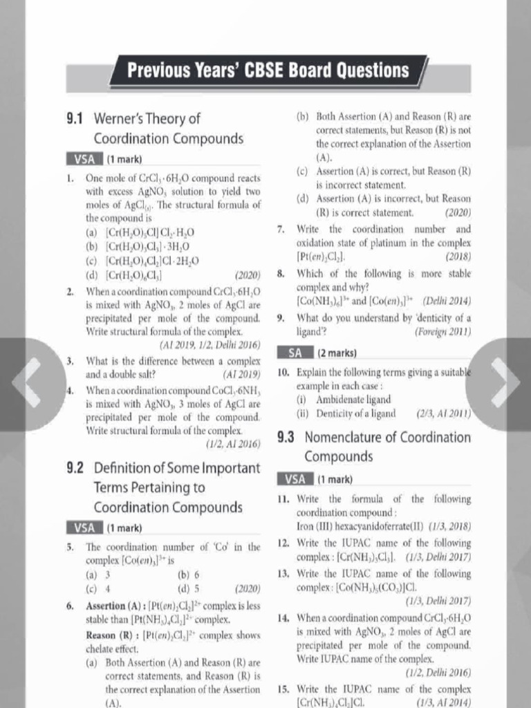 Coordination Compounds PYQS | PDF | Coordination Complex | Ligand