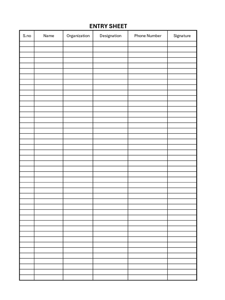 Entry Sheet | PDF