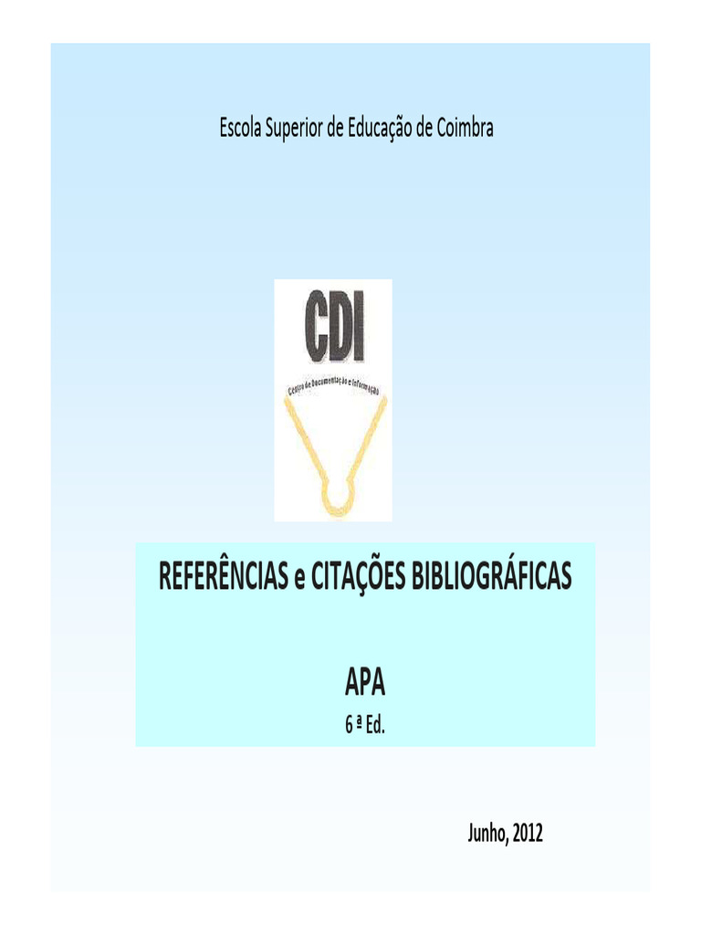 Referências e Citações em APA 6ª Ed. | PDF | Citação | Publicação