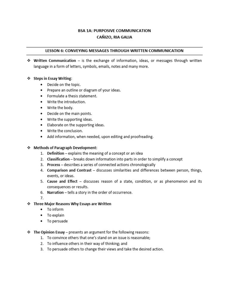 Lesson 6 Written Communication 1 | PDF | Essays | Communication