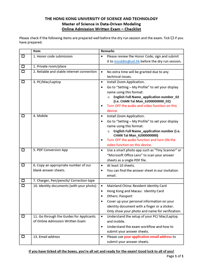 03_MSc DDM_Admission Written Exam Checklist | PDF | Identity Document ...
