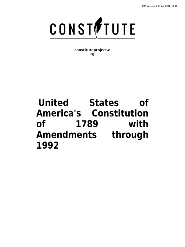U.S. Constitution 1789 with Amendments | PDF | United States House Of ...