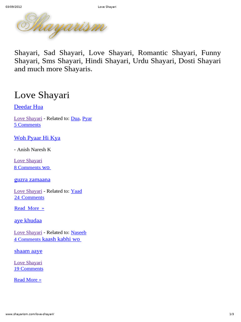 Love Shayari Collection and Themes | PDF | Urdu