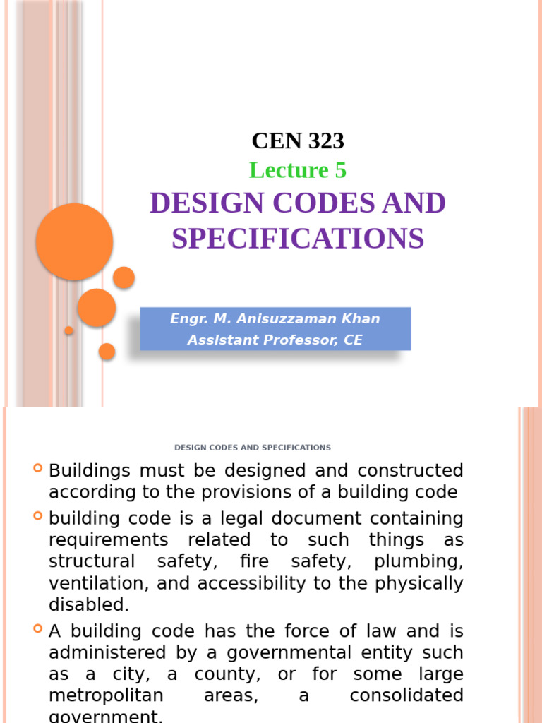 Design Codes and Specifications, Loads, Safety Margin | PDF | Structural Load | Building Code