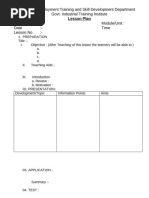 ITI Lesson Plan Template | PDF