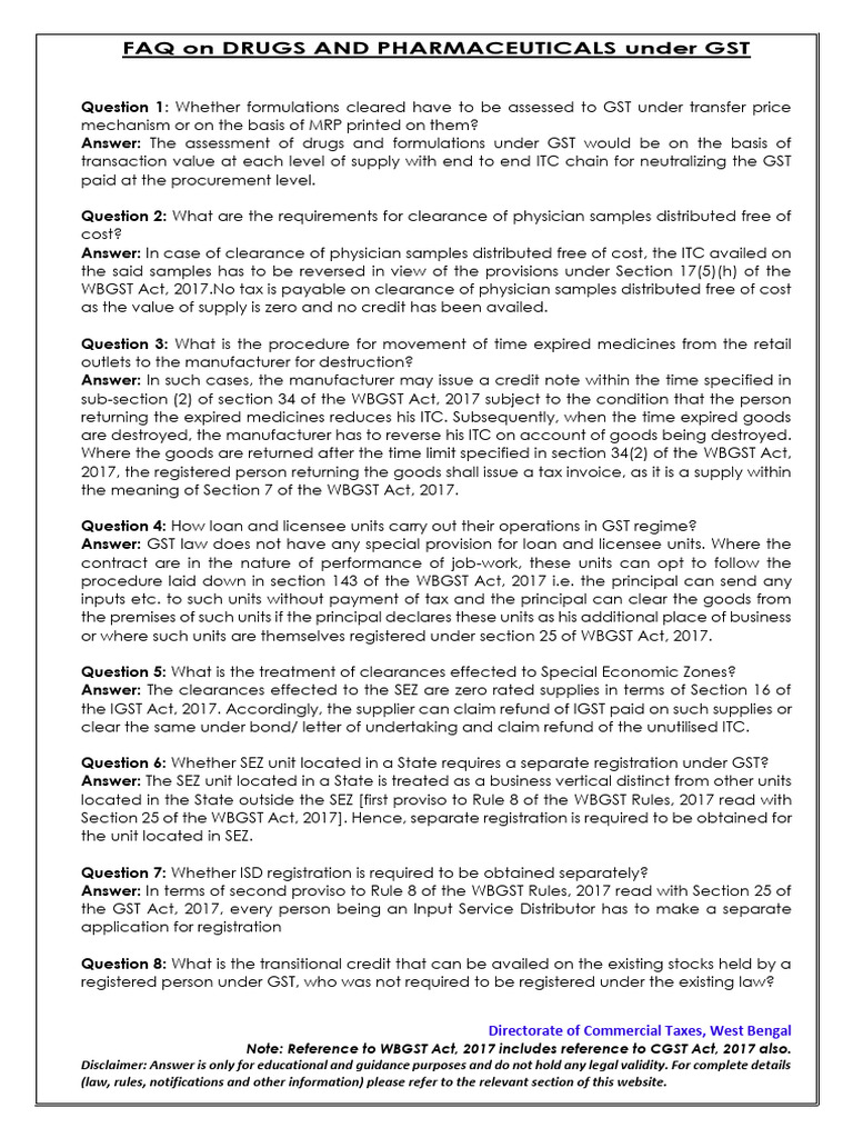 Faq on Drugs and Pharmaceuticals | PDF | Value Added Tax | Taxes