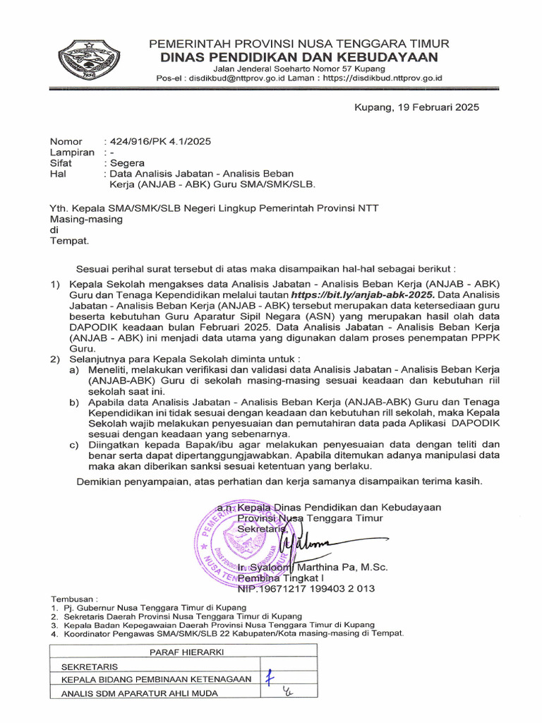 Surat Data Anjab Abk | PDF