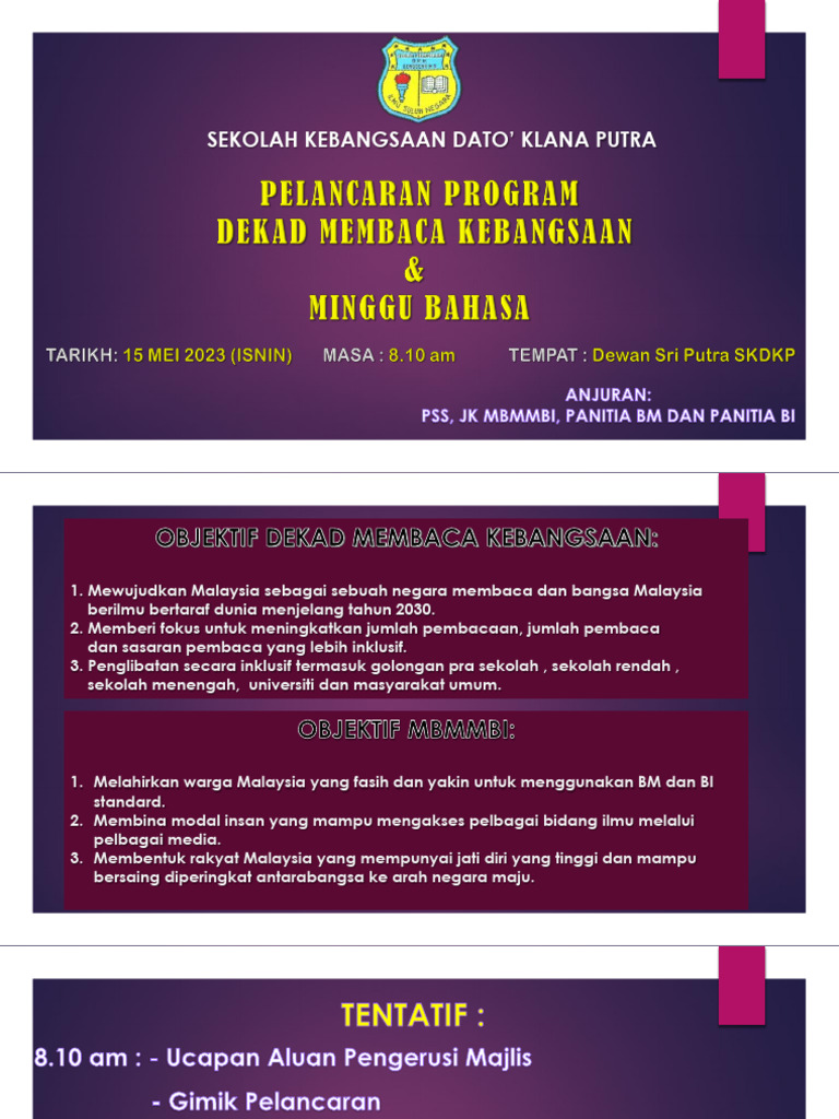 Buku Program Dekad Membaca Kebangsaan Dan Minggu Bahasa | PDF