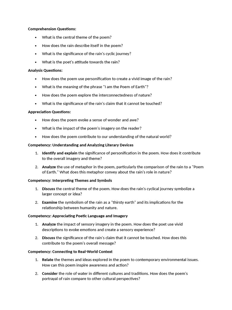 Analyzing "The Voice of the Rain" | PDF | Poetry | Metaphor