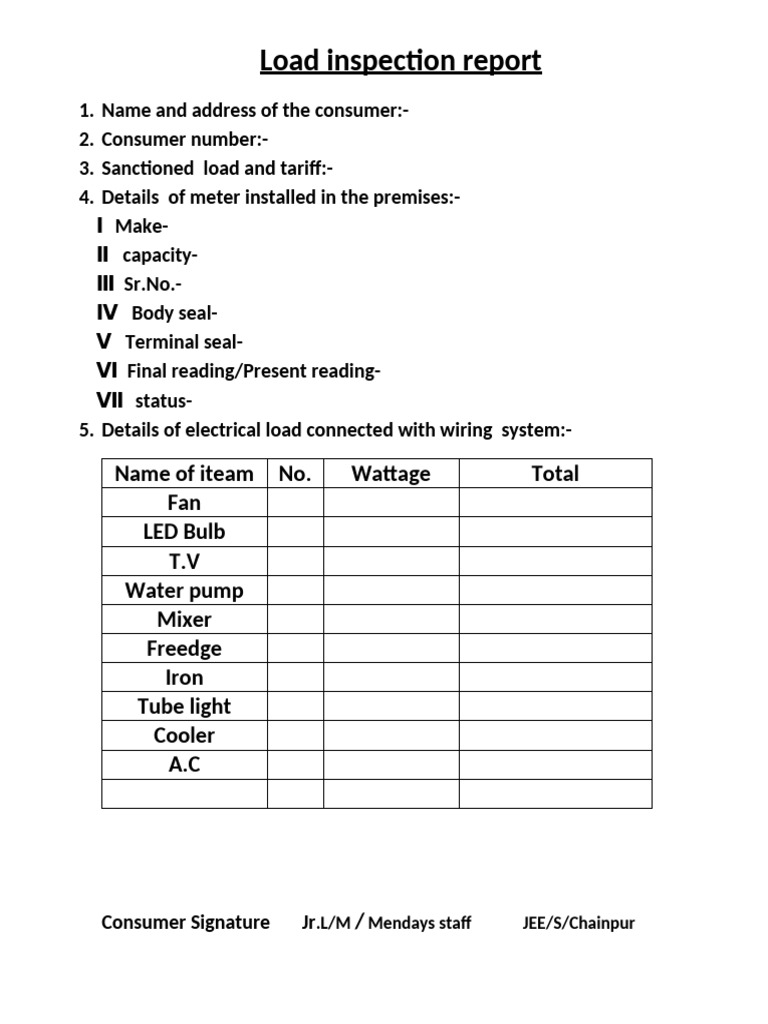 Load Inspection Report Istak Ji | PDF