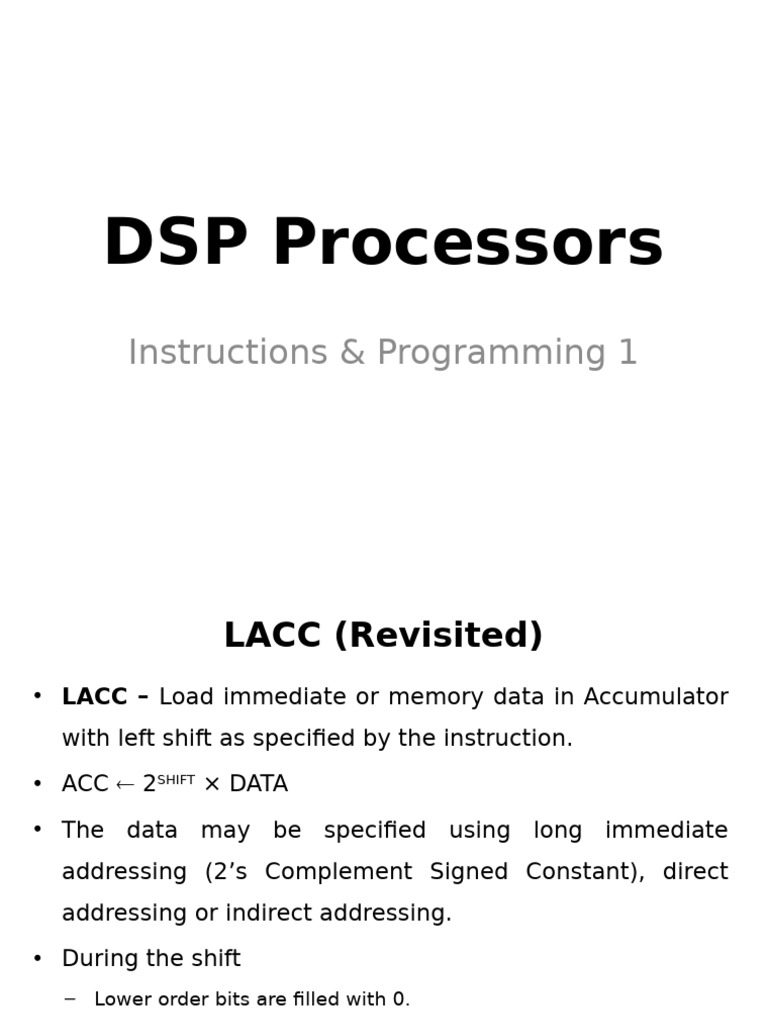 DSP Processor Instruction Set Overview | PDF | Pointer (Computer Programming) | Computer Hardware