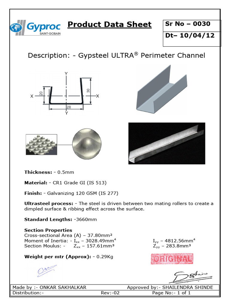 PDS - 0030 - Gypsteel ULTRAR Perimeter Channel - Rev02 | PDF