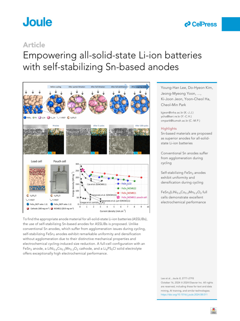 Empowering all-solid-state Li-ion batteries with self-stabilizing Sn ...