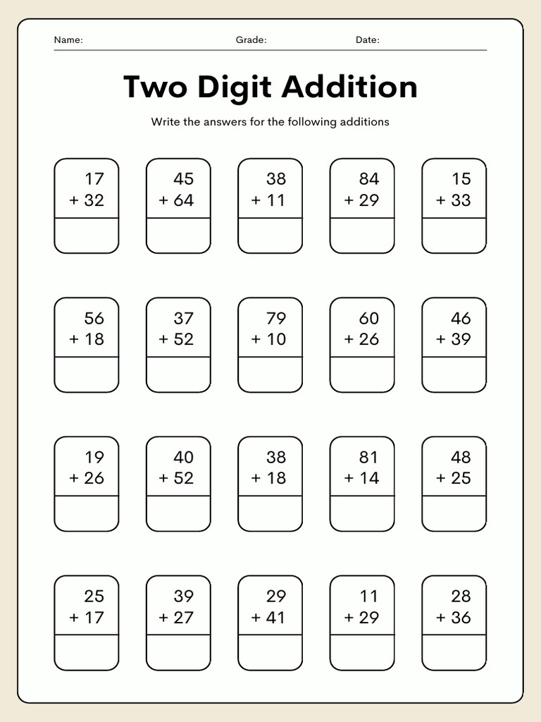 Two Digit Addition Set of Worksheets | PDF