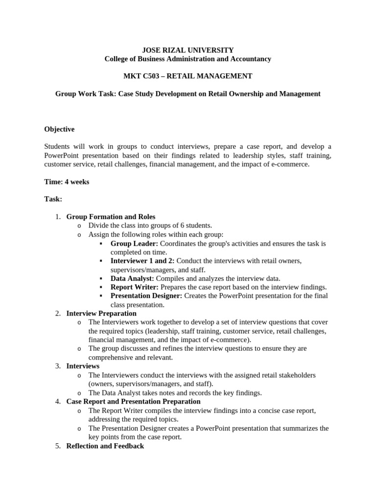 Group Work Task - Case Study Development - Final | PDF | Business ...