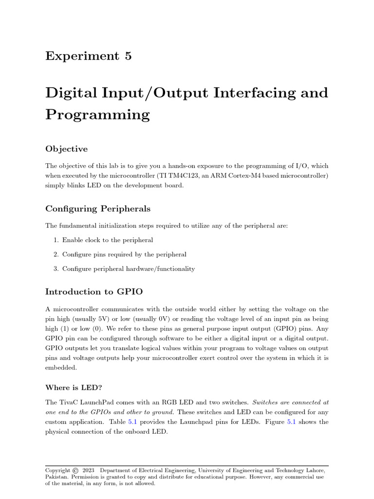 Experiment 5 Digital Input-Output Interfacing and Programming | PDF | Manufactured Goods ...