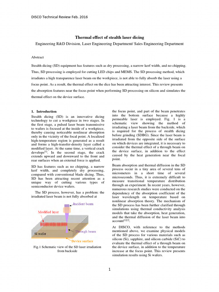 Thermal Effect of Stealth Laser Dicing | PDF | Laser | Physical Phenomena