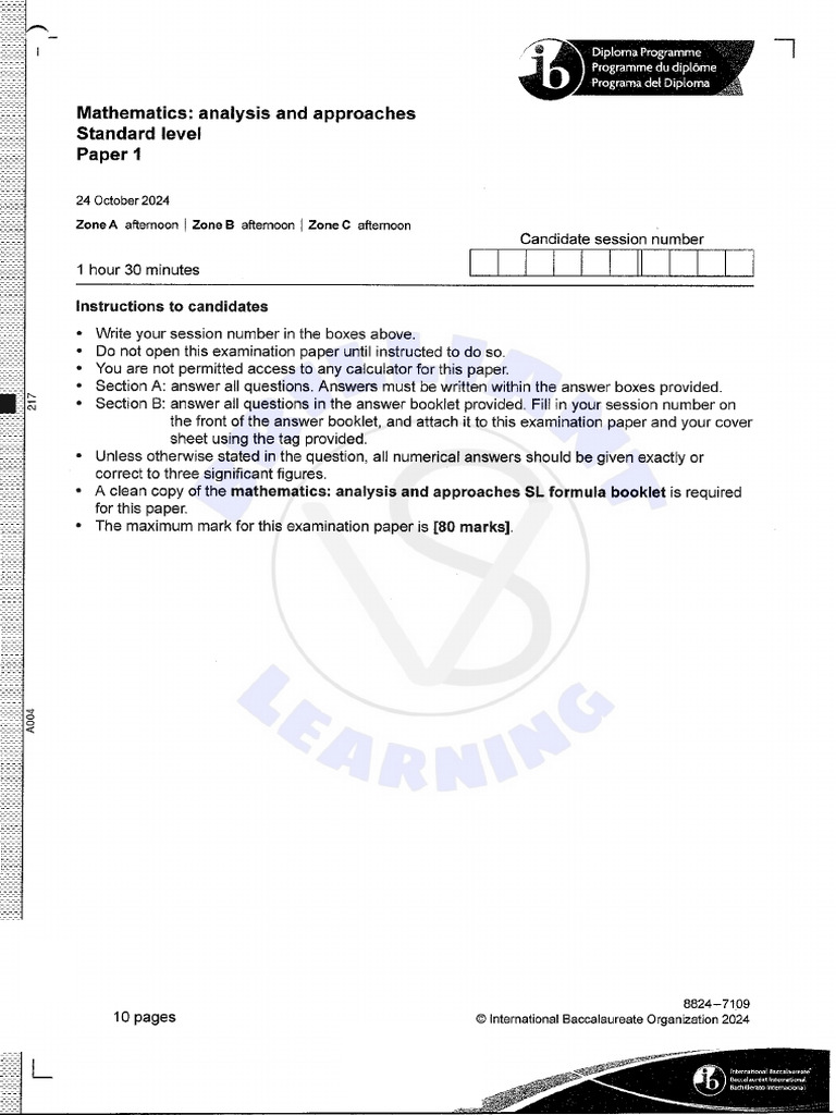 N24-Maths-AA-SL-P1 | PDF