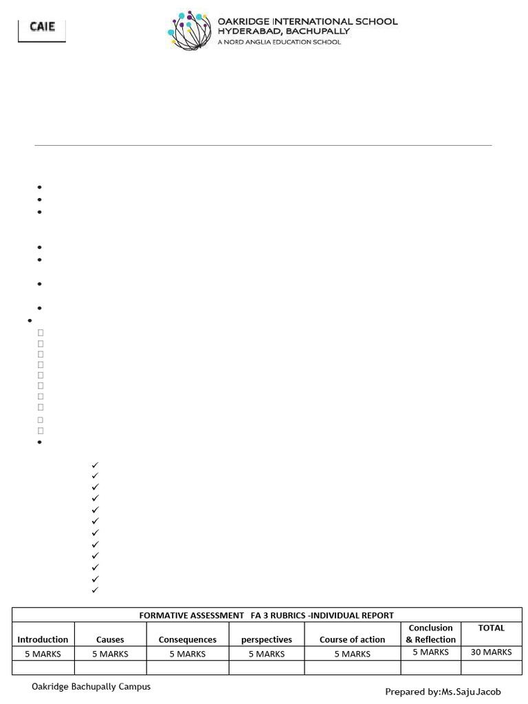 Grade 8 Term 3 Individual Report Guidelines | PDF