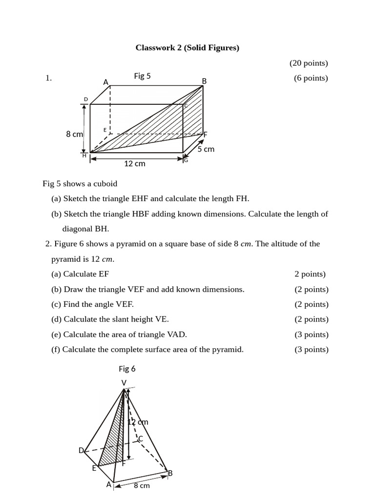 Classwork 2 (Solid Figures) | PDF