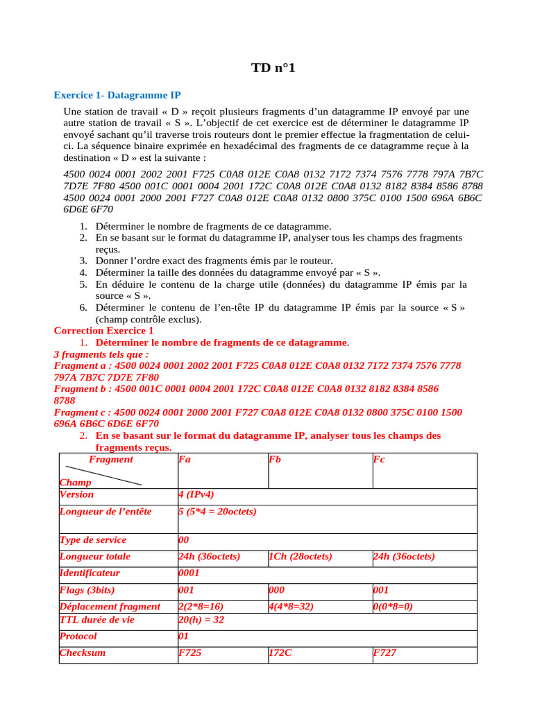 TD1 2025 Correction | PDF | Protocoles Internet | Adresse IP