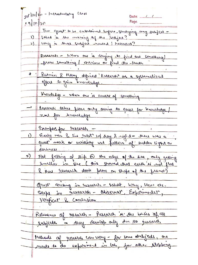 Research Method Notes | PDF