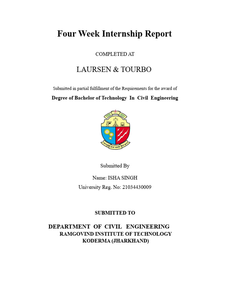 Four Week Civil Engineering Internship Report | PDF