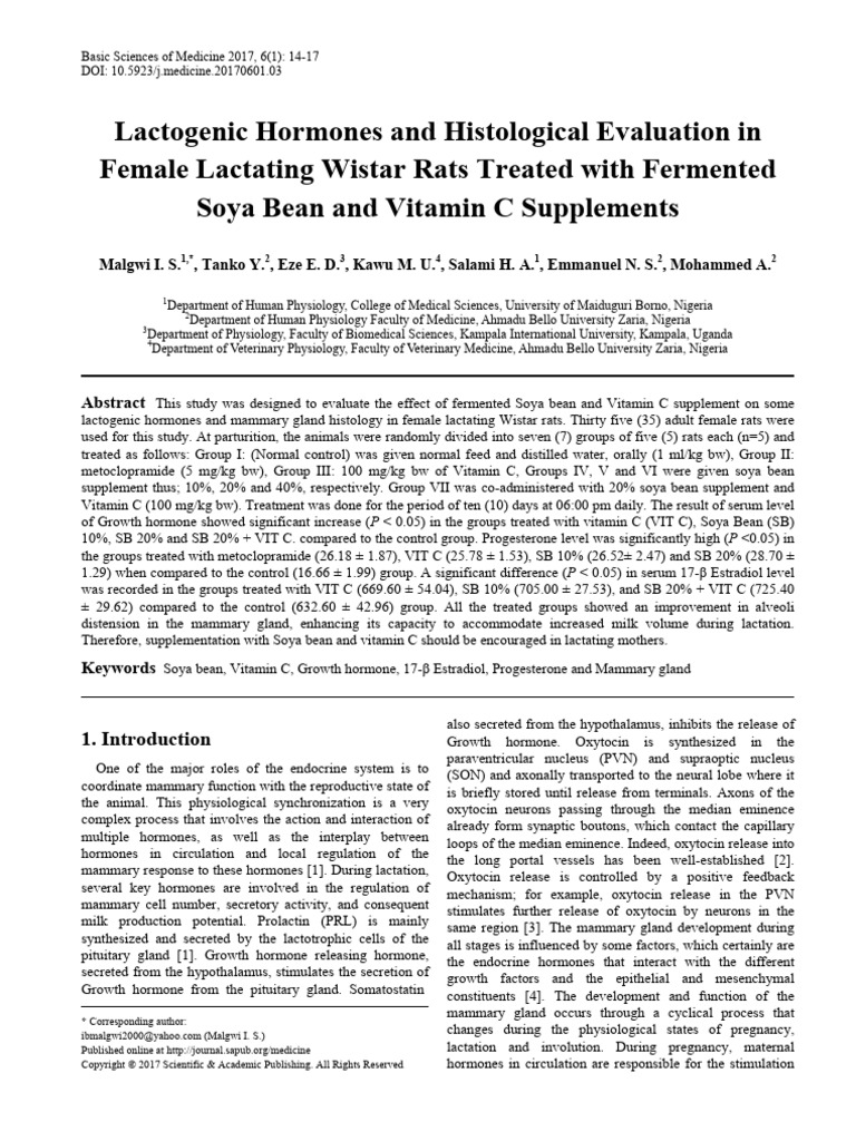 Lactogenic Hormones and Histological Evaluation in Female 4z2ilm9kui ...