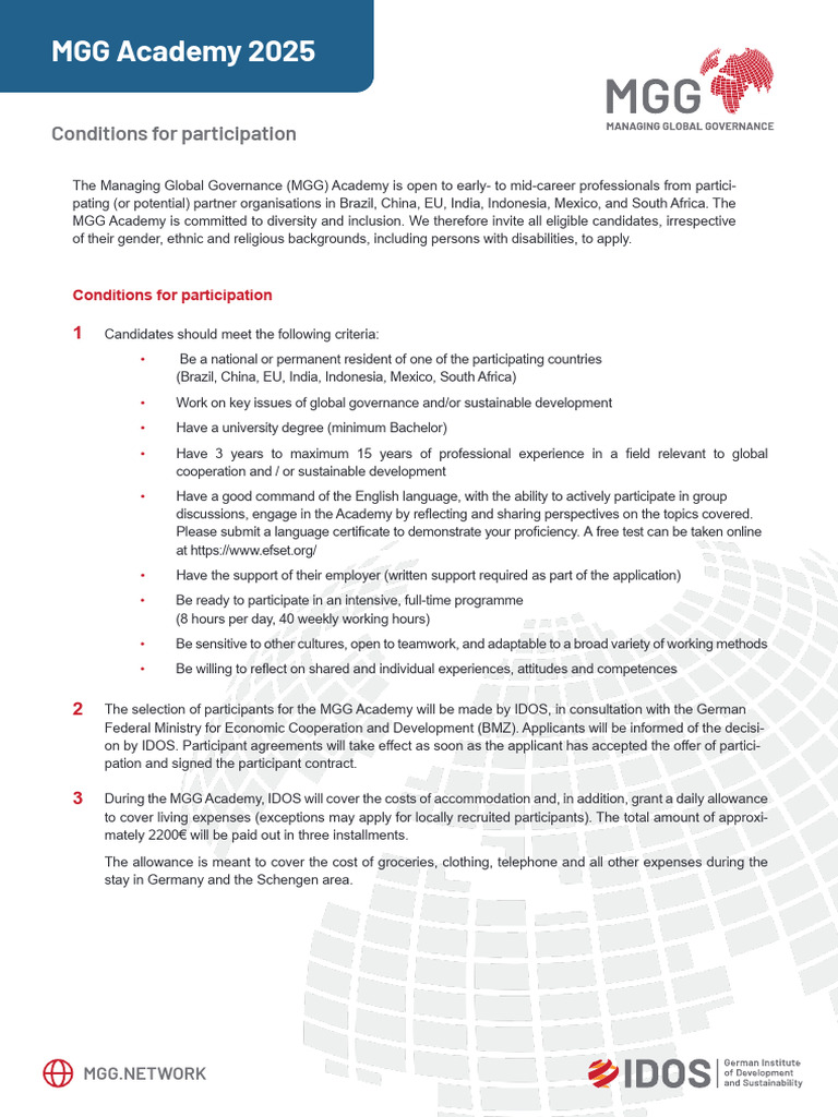 MGG Academy 2025 Conditions For Participation FINAL | PDF | Insurance