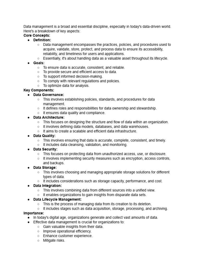 Detailed Information About Data Management | PDF | Data Management | Data