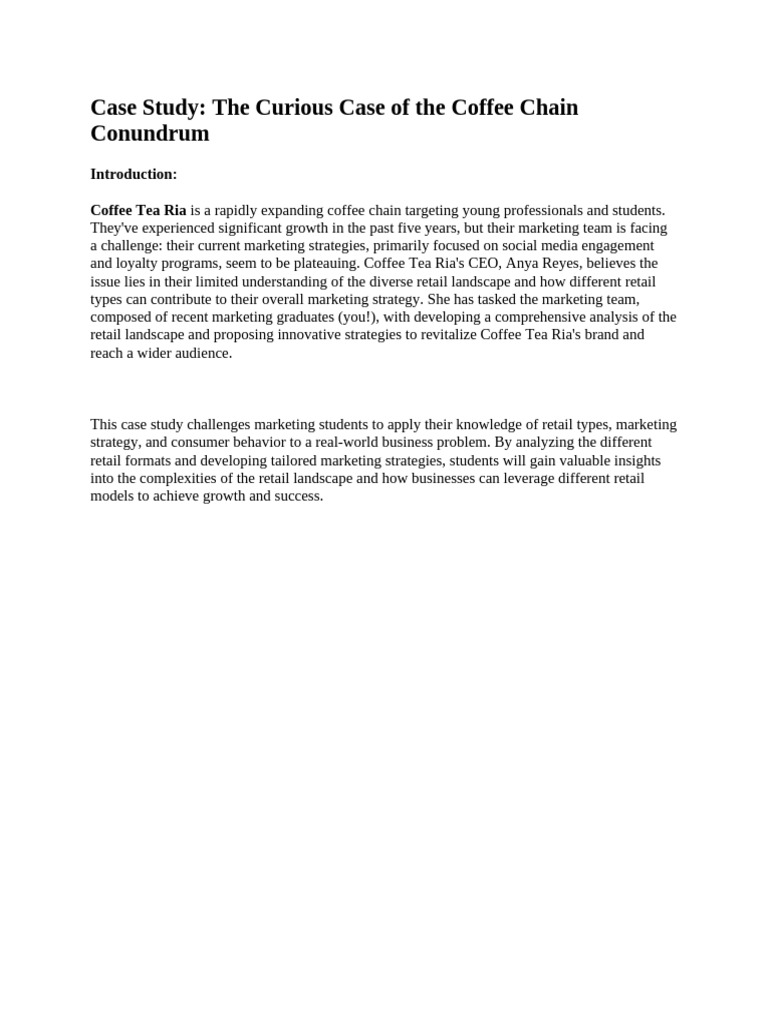 Coffee Chain Marketing Strategy Case Study | PDF