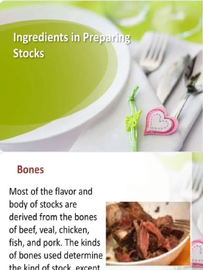 Ingredients in Preparing Stocks | PDF