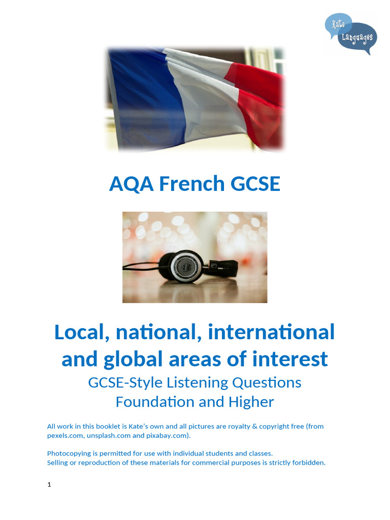 French GCSE Theme 2 Listening w3r2p4 | PDF