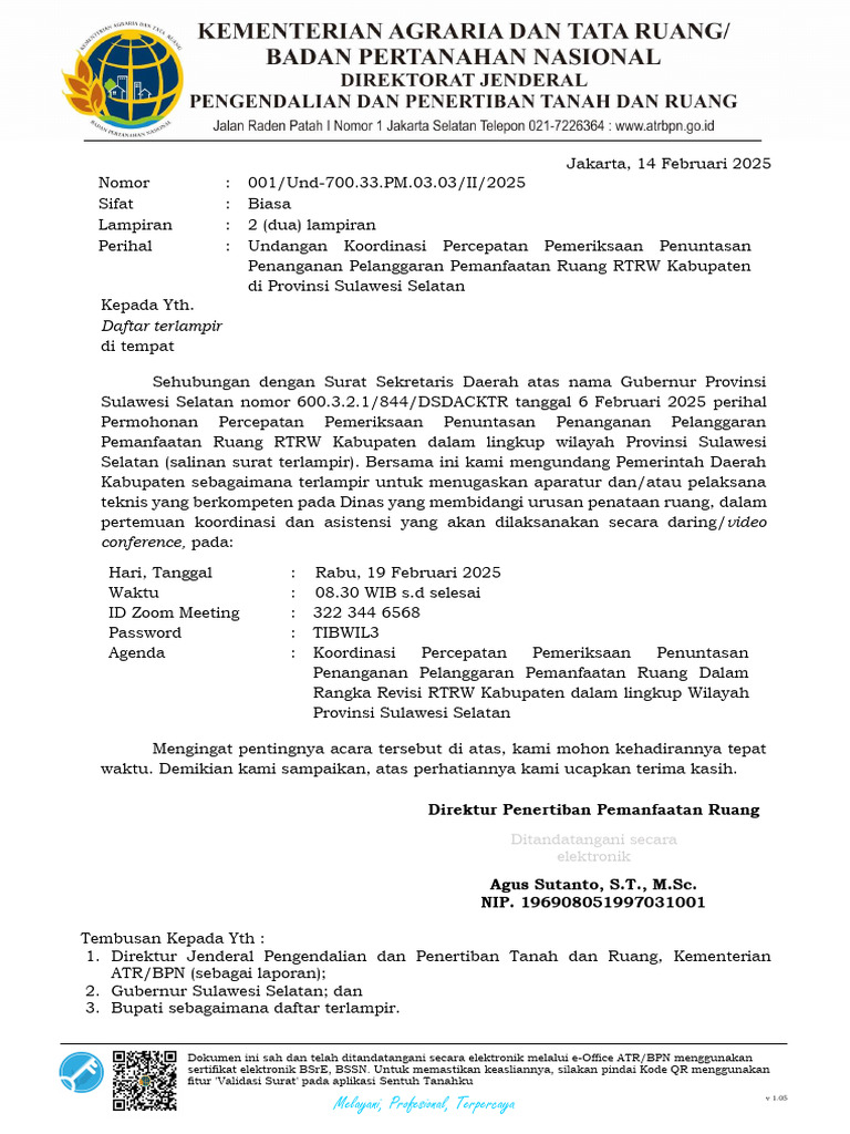 Und Koordinasi Percepatan Ippr RTRW Sulsel | PDF