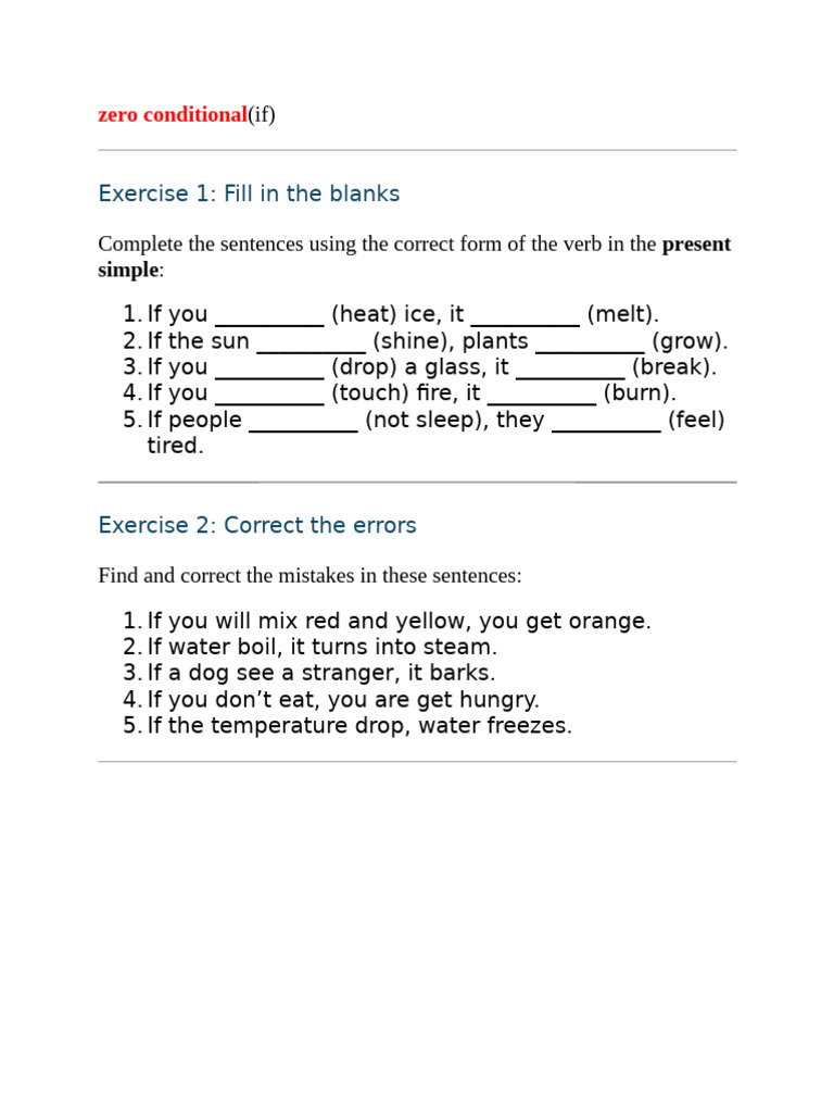 Exercise ( Zero if) | PDF
