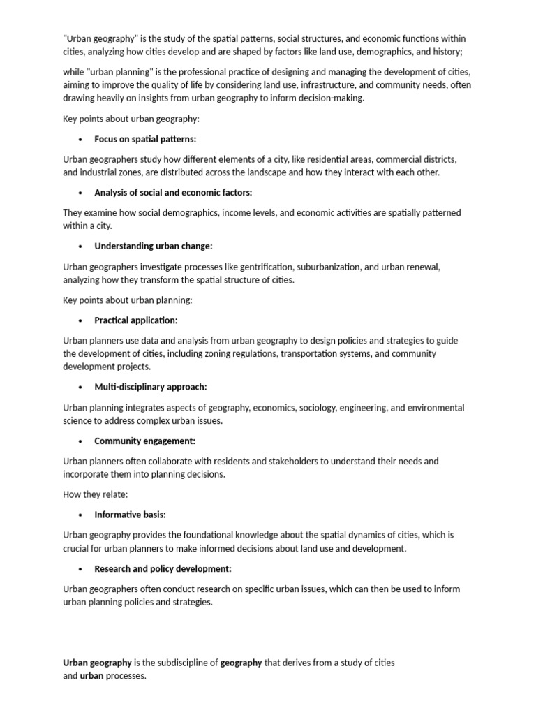 Urban Geography & Planning2 | PDF | Urban Geography | Urbanization