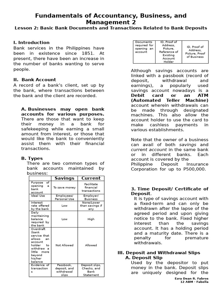 2 - Basic Bank Documents and Transactions Related To Bank Deposits | PDF | Cheque | Banks