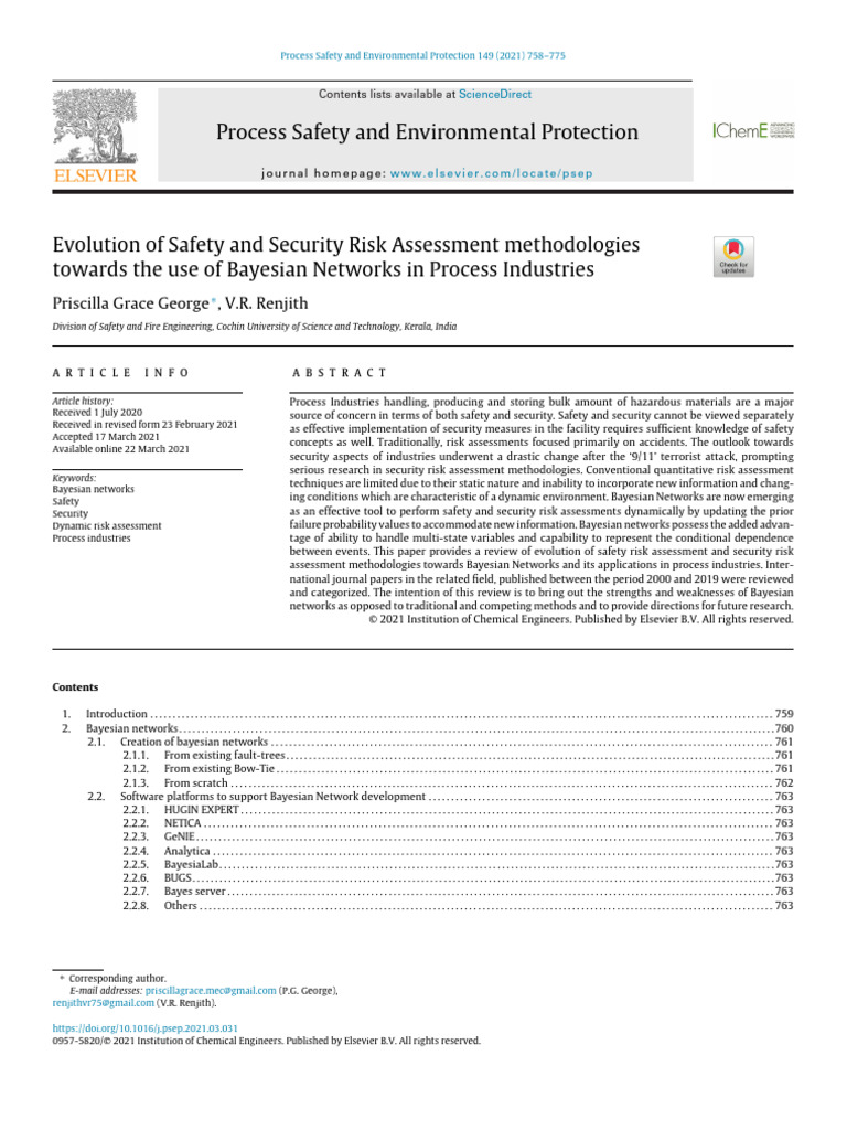 Process Safety and Environmental Protection | PDF | Bayesian Network | Bayesian Inference