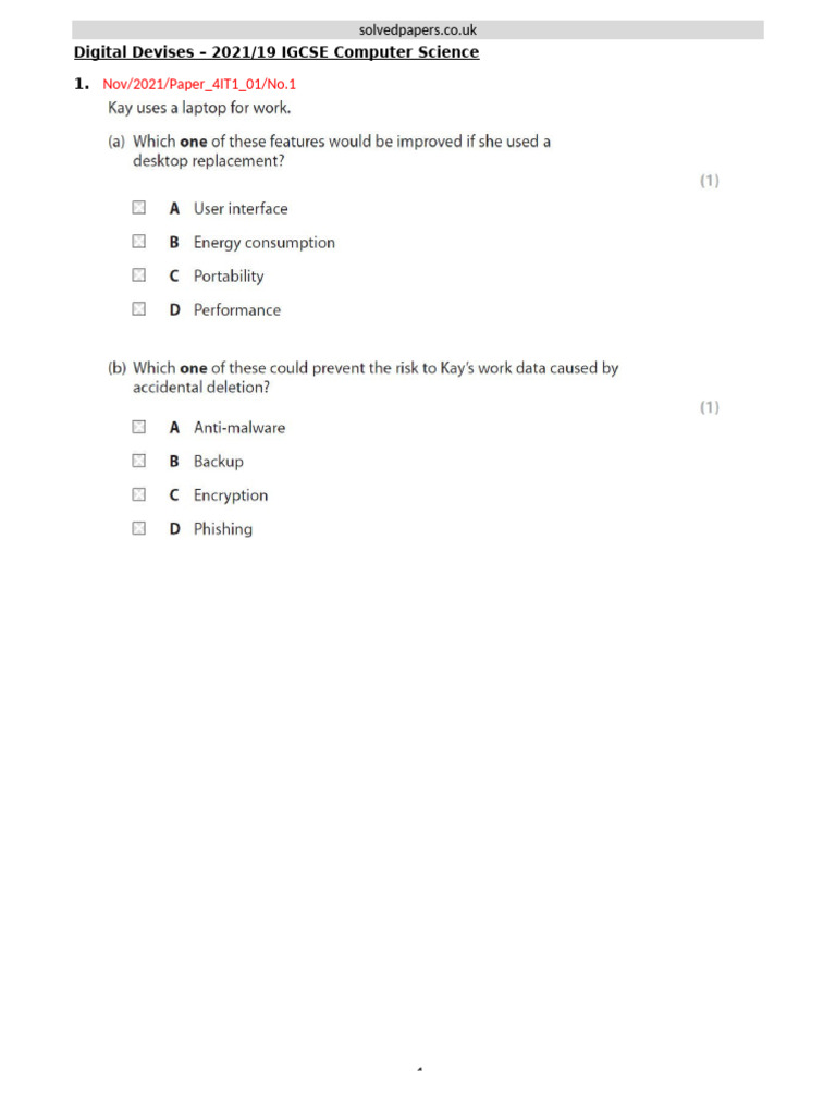 IGCSE Computer Science Past Papers | PDF